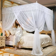 LYUMO Luxury Princess Bedroom Canopy, 3 Side Openings, Polyester ...