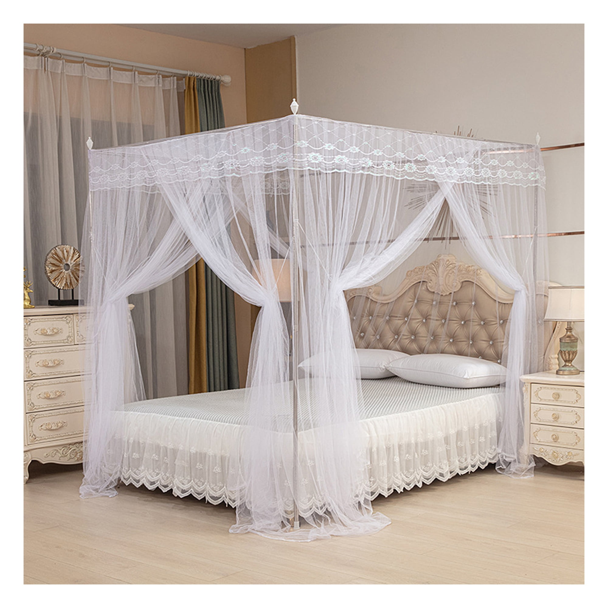 4 Corners Princess Bed Canopy Curtain Mosquito Net Tent Three Side ...