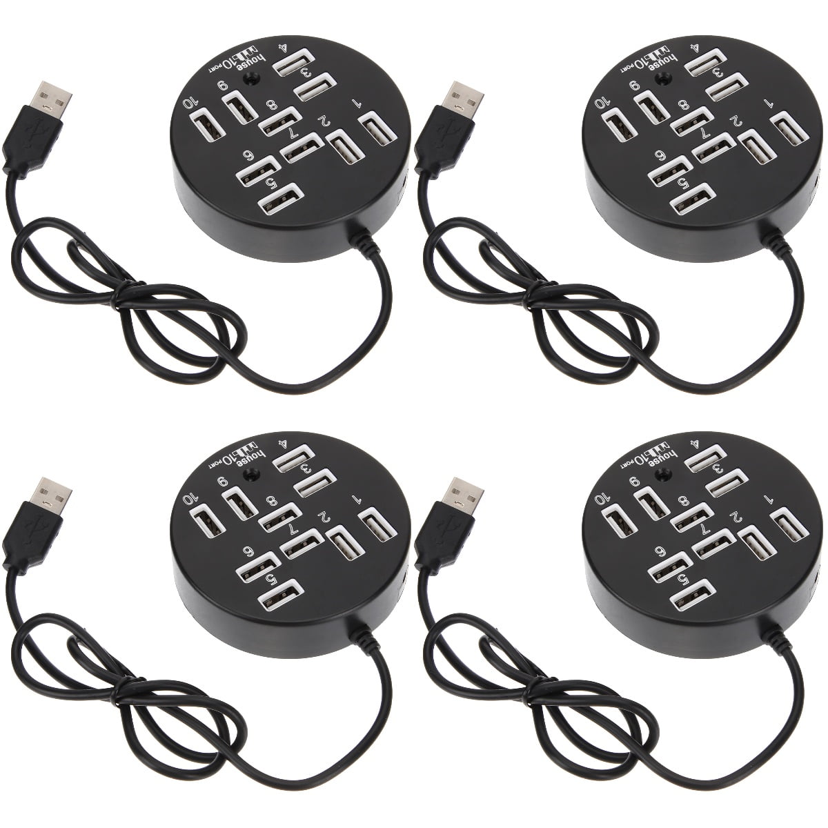 4 Count 10 Port USB Hub Connectors Power Ports Extender Black - Walmart.com
