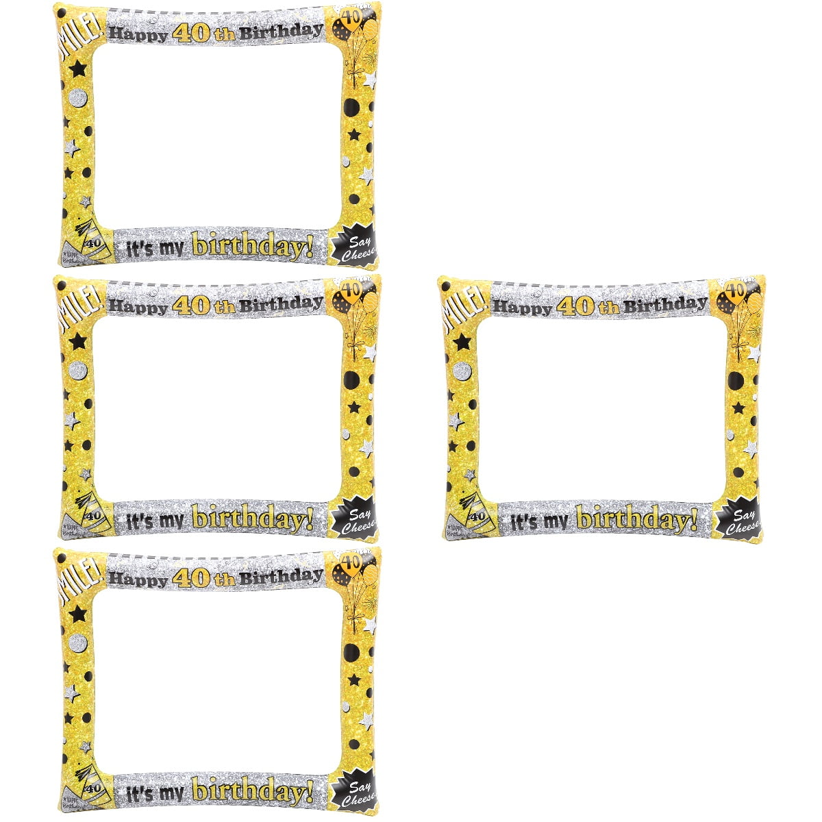 4 Count 40th Birthday Photo Booth Inflatable Frame Paper Alternative ...