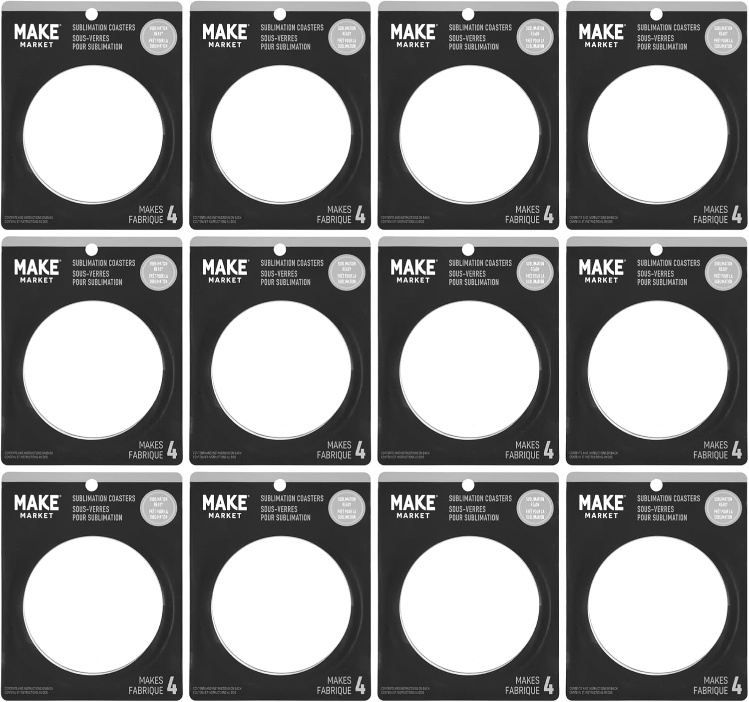 4 Count (48 Total) 3.5” Round Sublimation Ceramic Coasters by Make ...