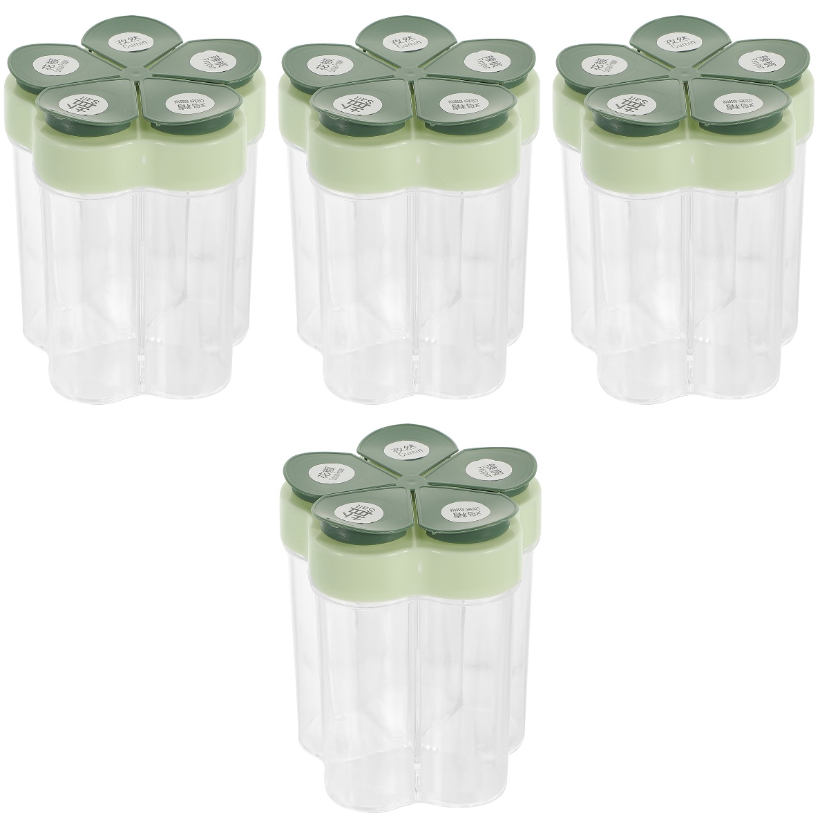 4 Count 5 in 1 Seasoning Bottle Spices Pepper Container Salt Shaker ...