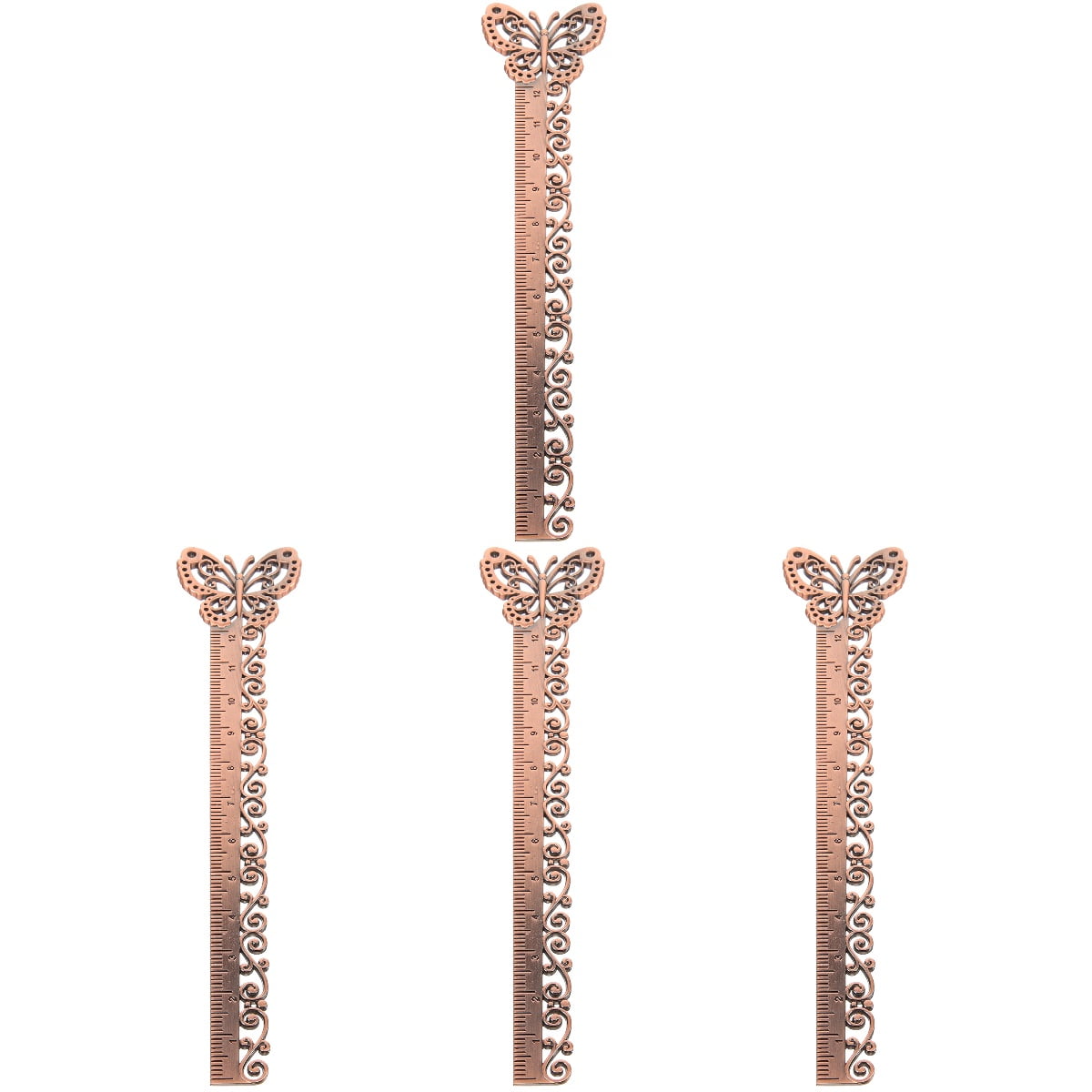 4 Count Antique Metal Butterfly Ginkgo Bookmark Ruler Set Clear Decor ...