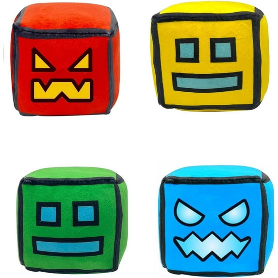4 Count Assorted 4.7 Inch Cube Plush Pendant Set, Multi-Color Game ...