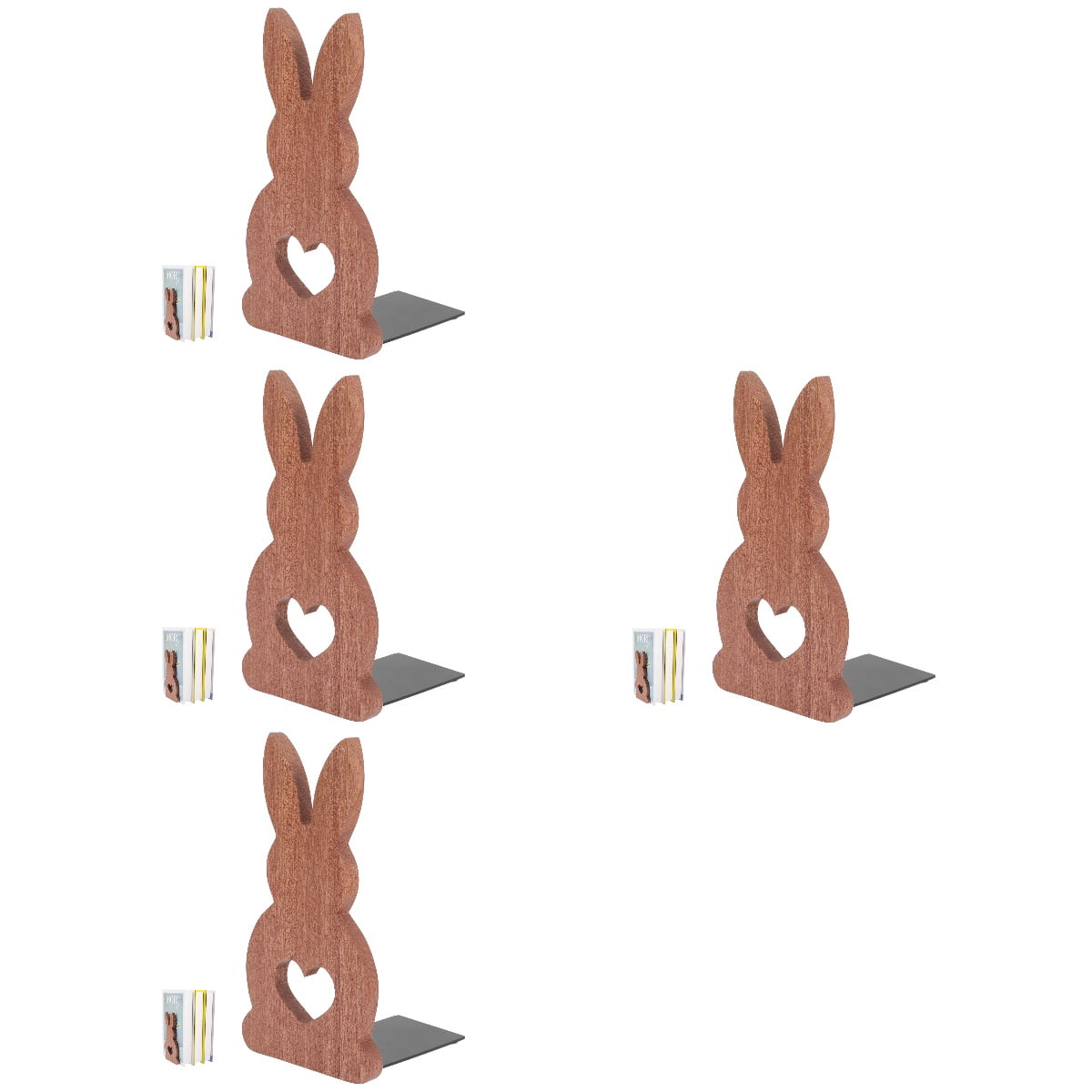 4 Count Book Shelf Holder Wooden Bookends Bookshelf for Office Desktop ...