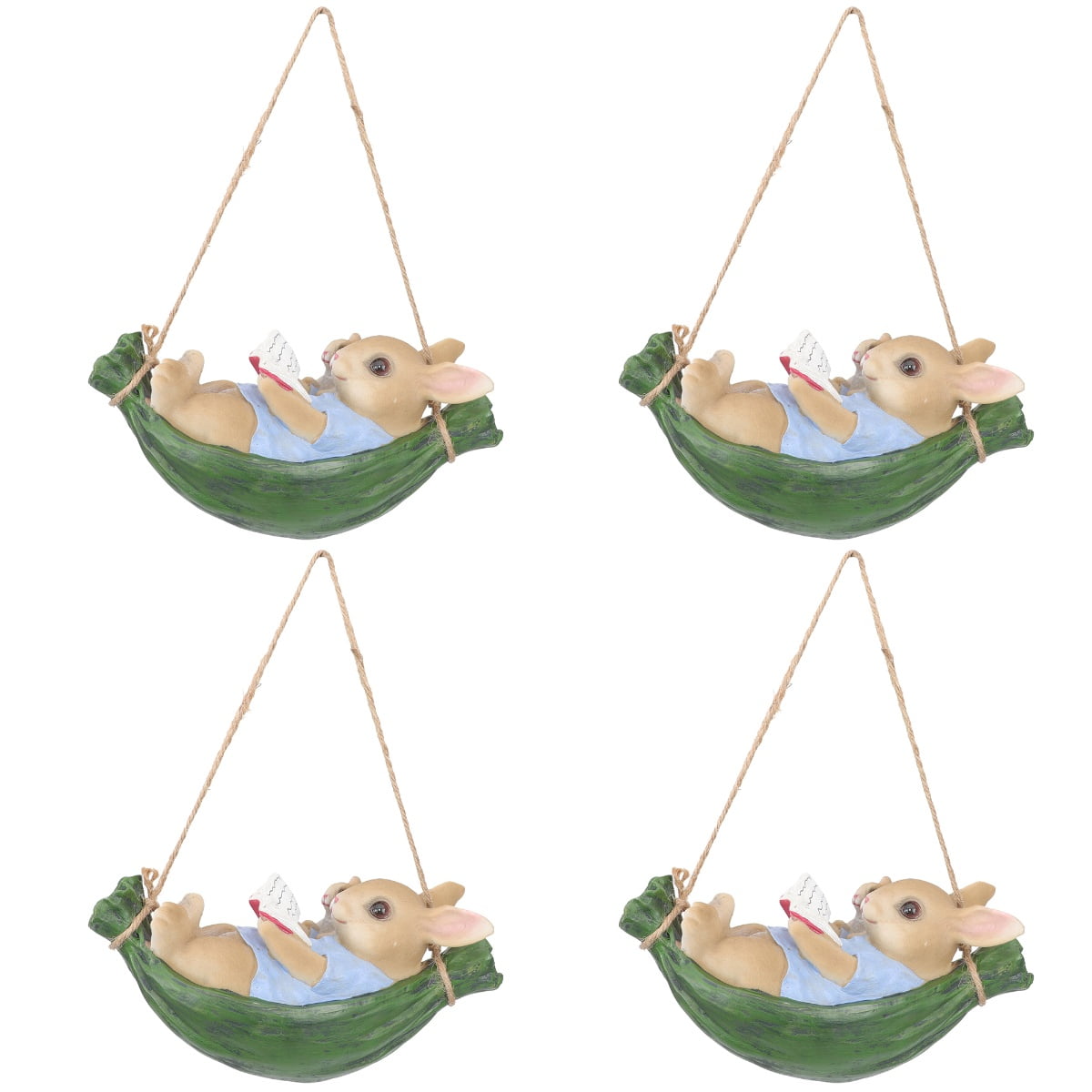 4 Count Bunny Statue Hamster Cage Resin Swing Rabbit - Walmart.com