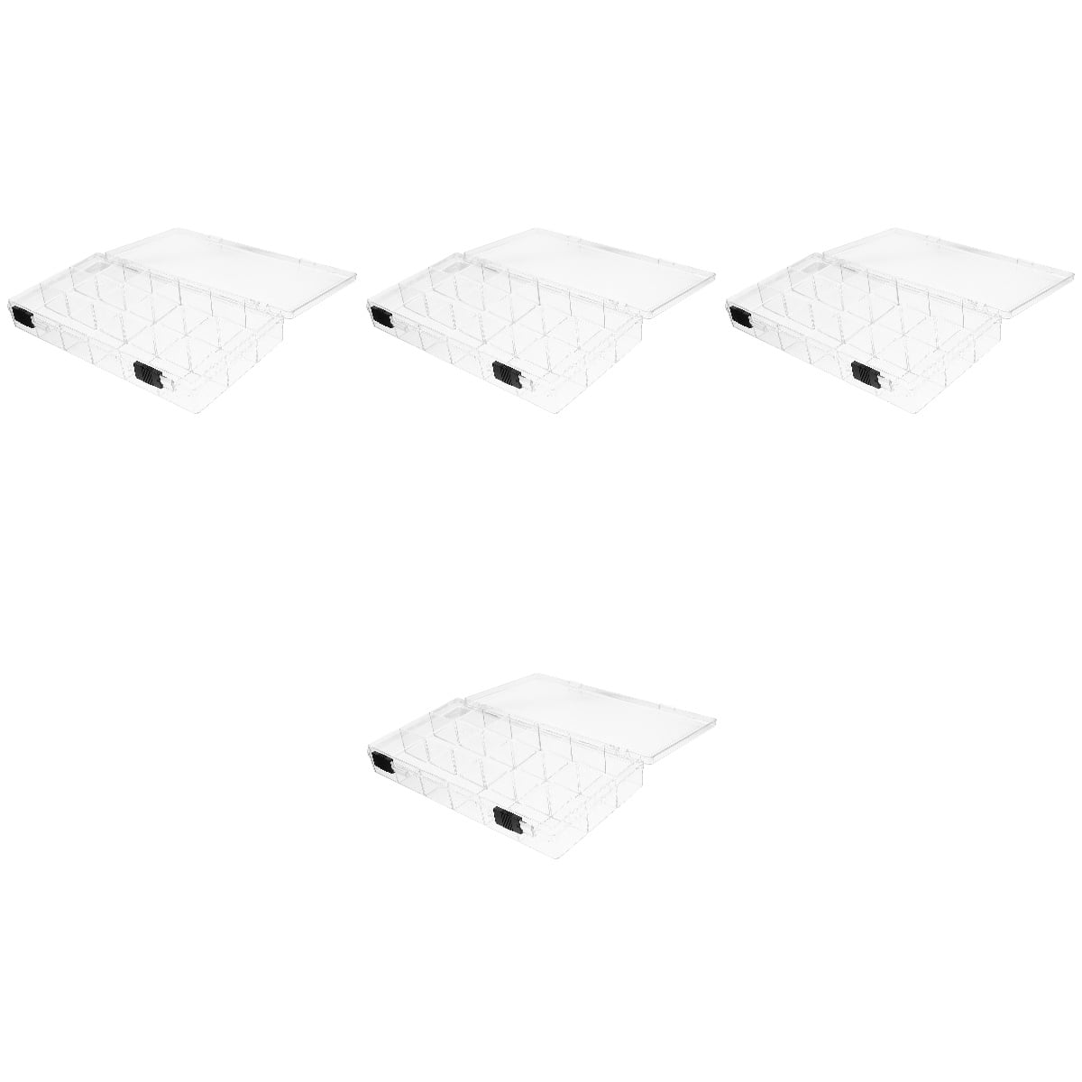 4 Count Container Case Compartment Storage Containers with Lids Bin ...