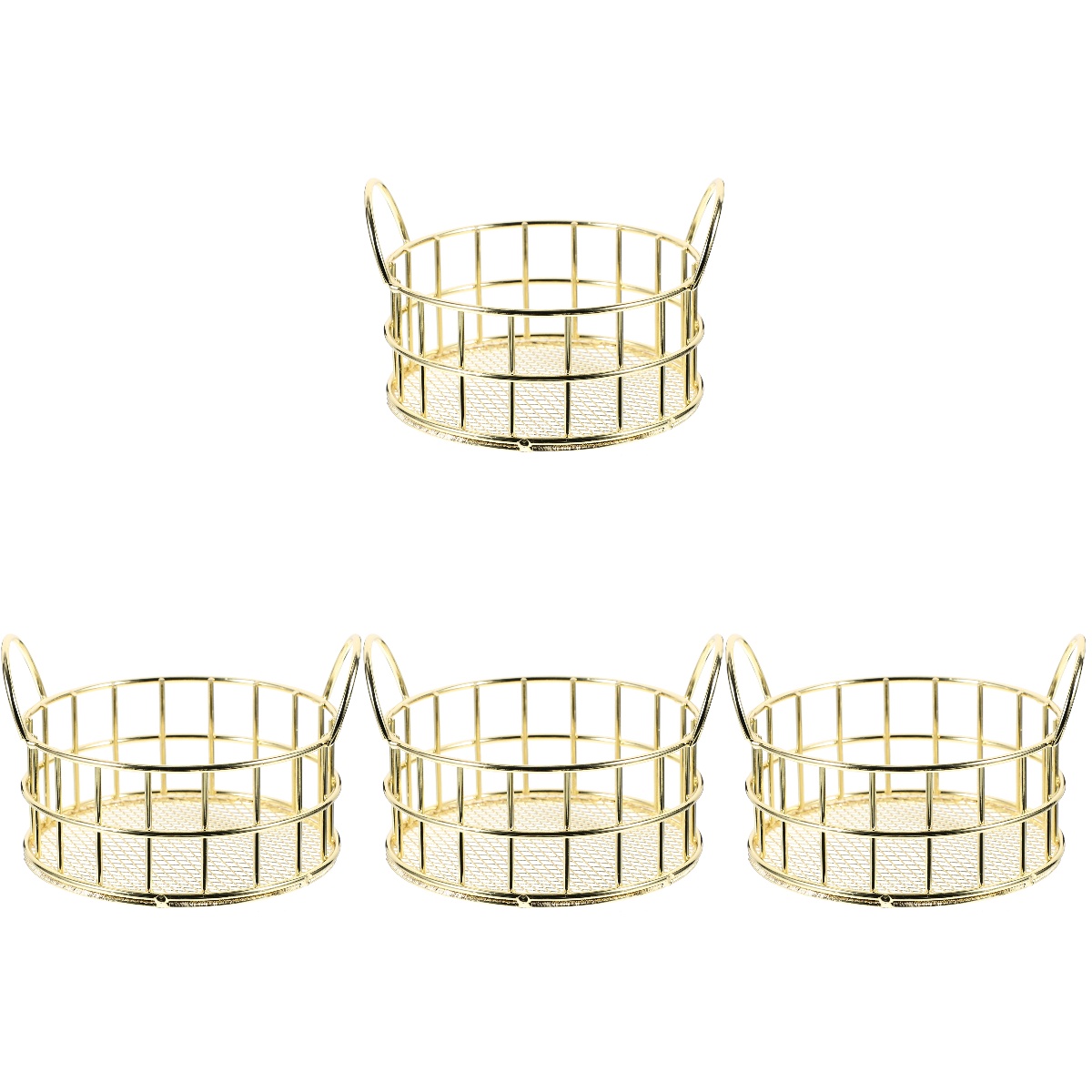 4 Count Desk Storage Box Round Wire Basket Fruit Baskets for Shelves ...