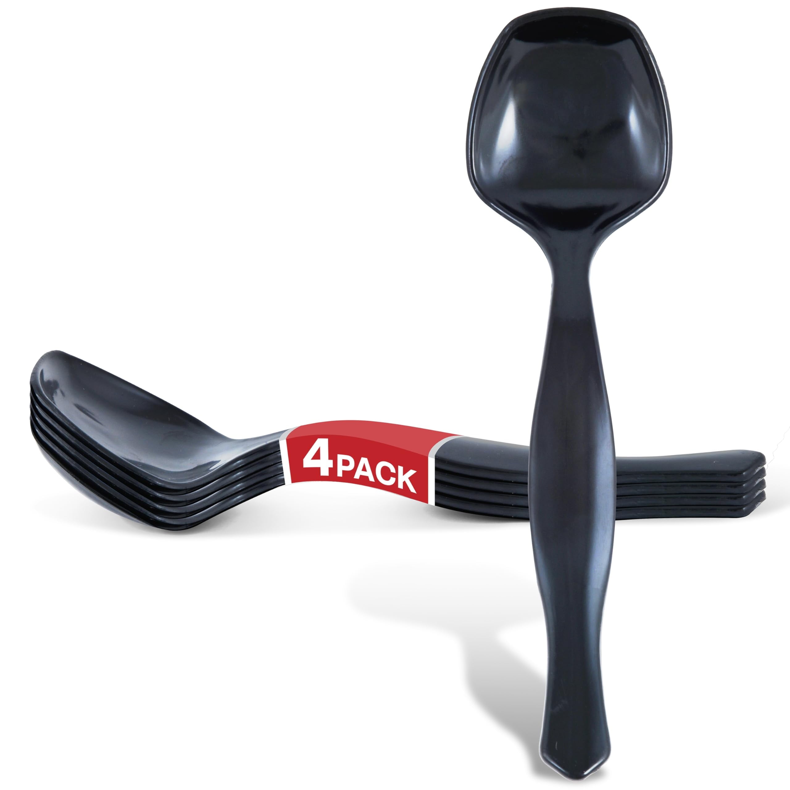 4 Count Disposable Serving Spoons, Black Plastic Serving Spoons for ...
