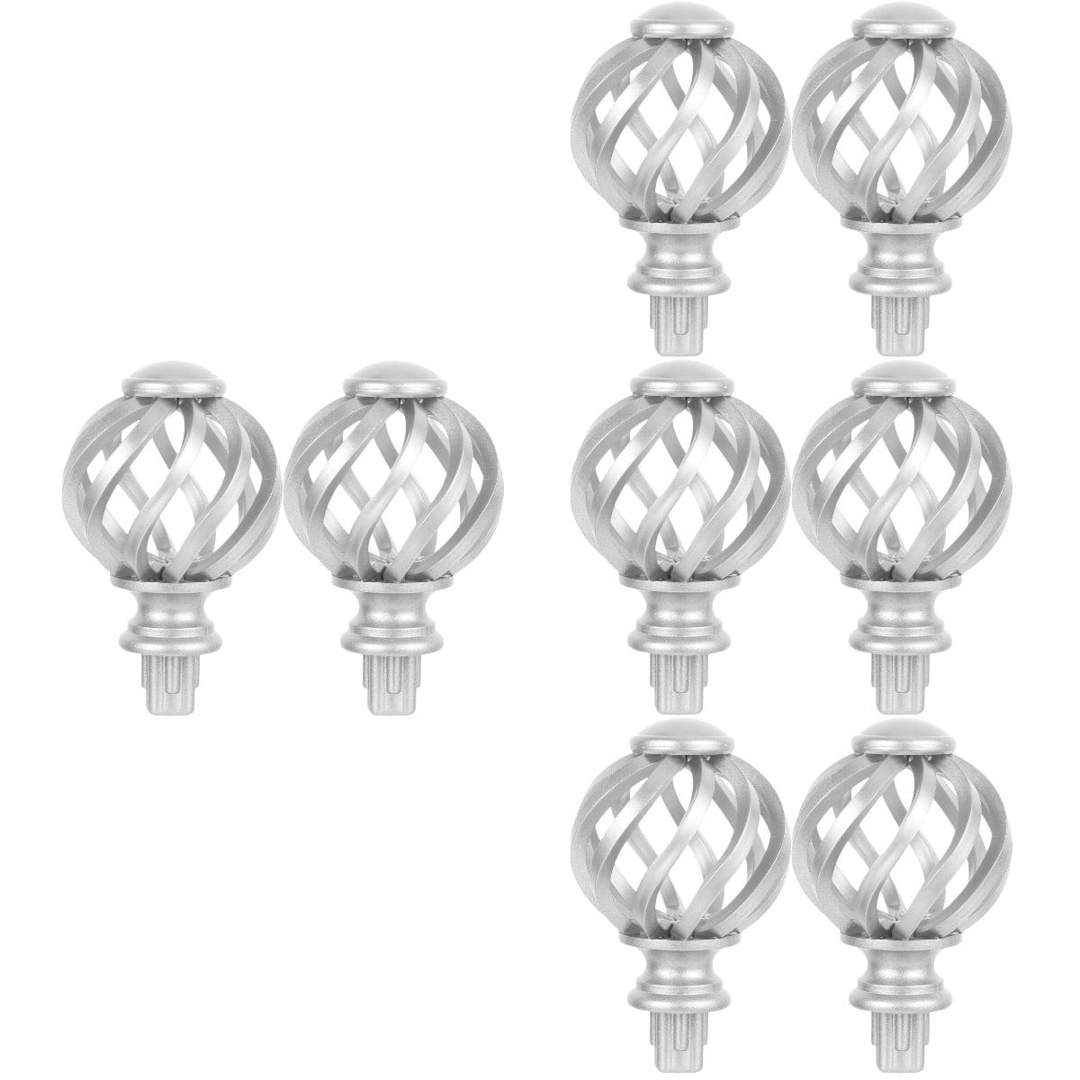 4 Count Drapery Rod Finials Curtain End Cap Track Double Silver ...