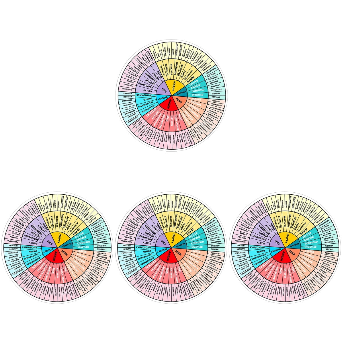 4 Count Emotion Wheel Sticker Laptop Decal Feeling Stickers ...