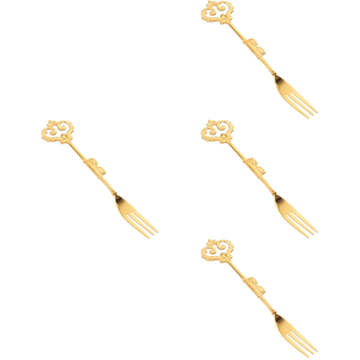 4 Count Golden Vintage Cutlery Hot Pot Small Forks for Appetizers Tiny ...