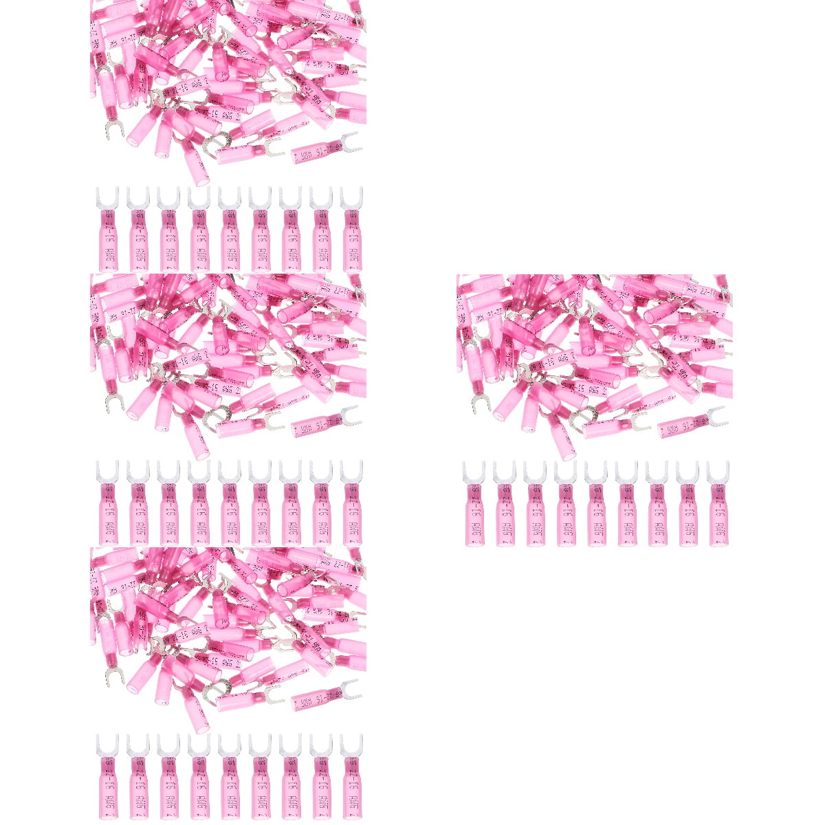 4 Count Heat Shrink Terminal Heater Splice Fork Connectors Pink ...