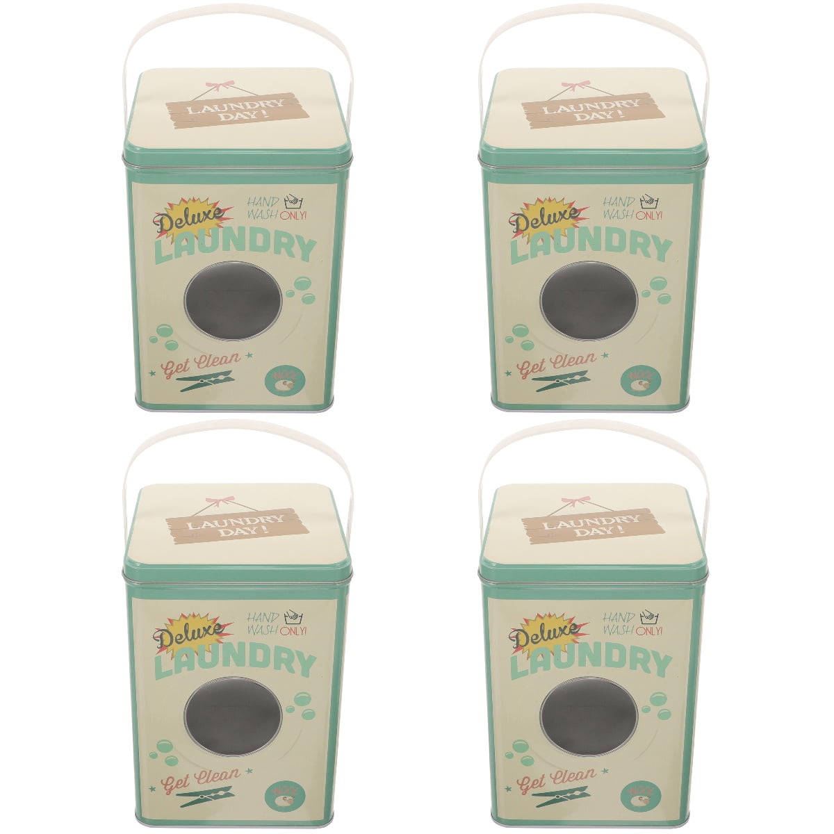 4 Count Laundry Detergent Storage Box Hand Soap Dispenser Clear Bins ...