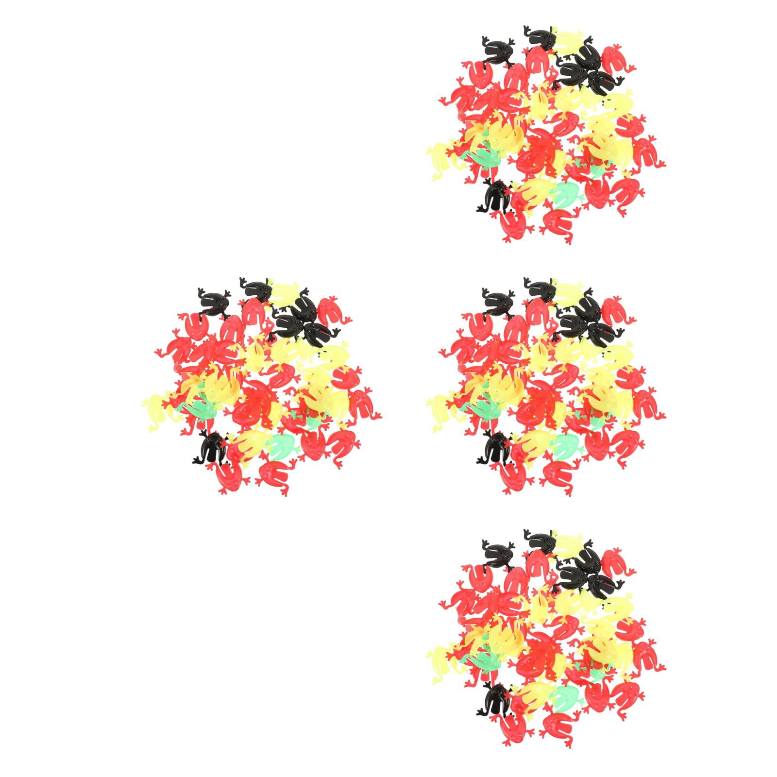 4 Count Mechanical Frog Plastic Bouncing Bright Colored Toys Jumping ...