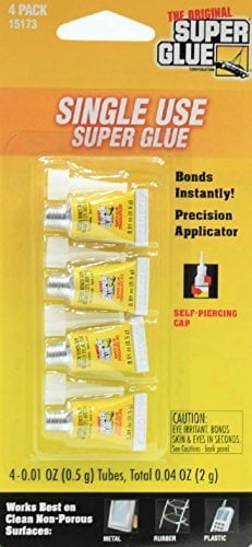 4 Count Original Super Glue Single Use Tubes .01 oz Each, Bonds ...