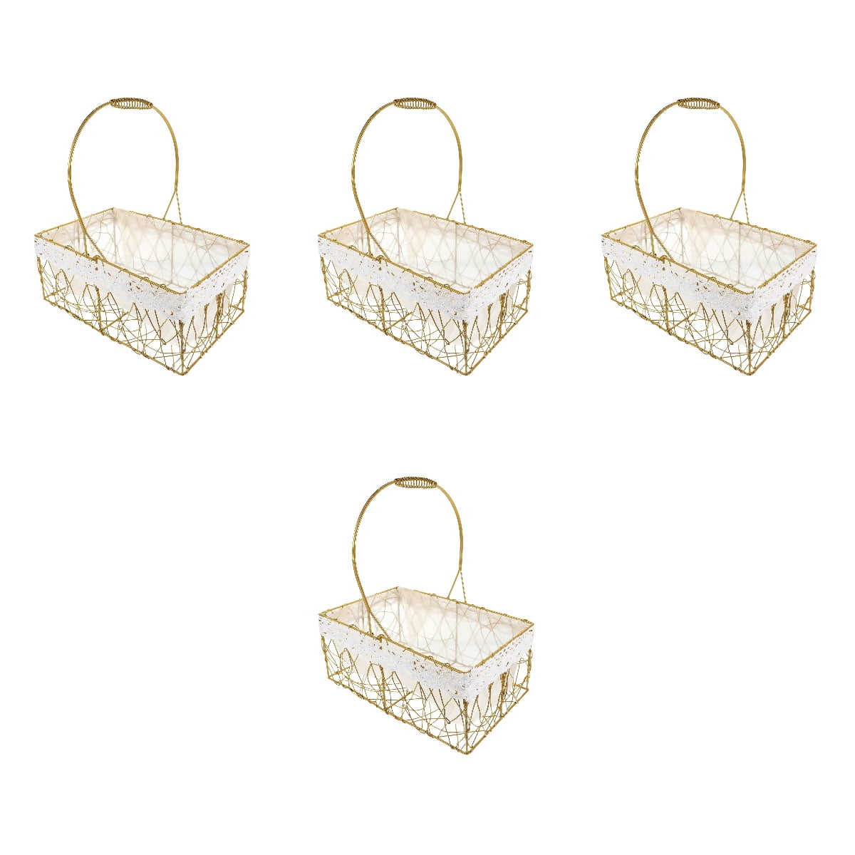 4 Count Picnic Basket Collapsible Flower Girl Fruit Child Golden ...