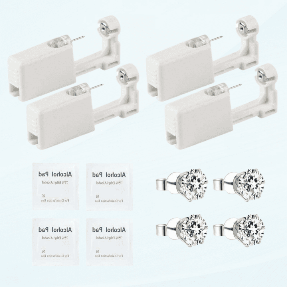 4 Count Self Ear Piercing Gun Kits inside Piercing Earrings Disposable ...
