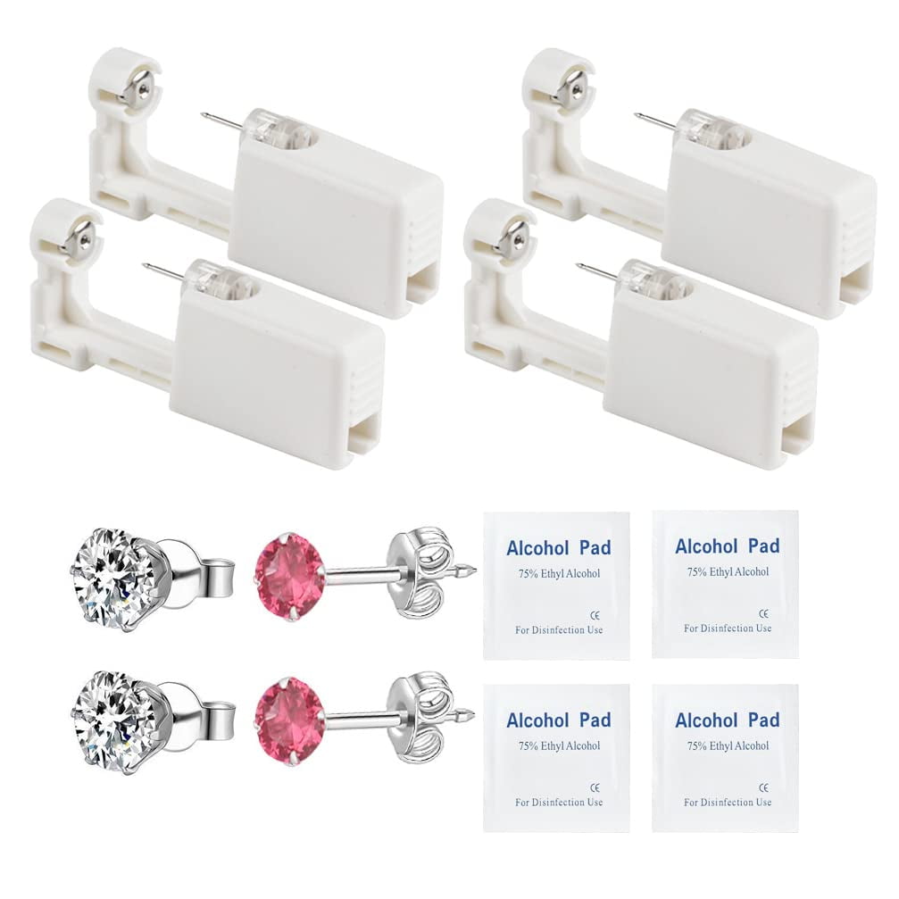 4 Count Self Ear Piercing Gun Kits inside Piercing Earrings Disposable ...
