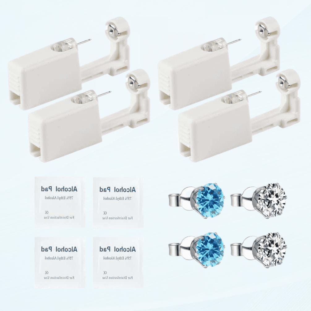 4 Count Self Ear Piercing Gun Kits inside Piercing Earrings Disposable ...