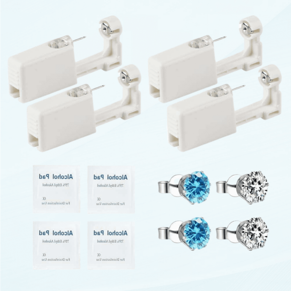 4 Count Self Ear Piercing Gun Kits inside Piercing Earrings Disposable ...