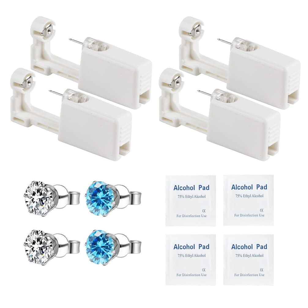 4 Count Self Ear Piercing Gun Kits inside Piercing Earrings Disposable ...