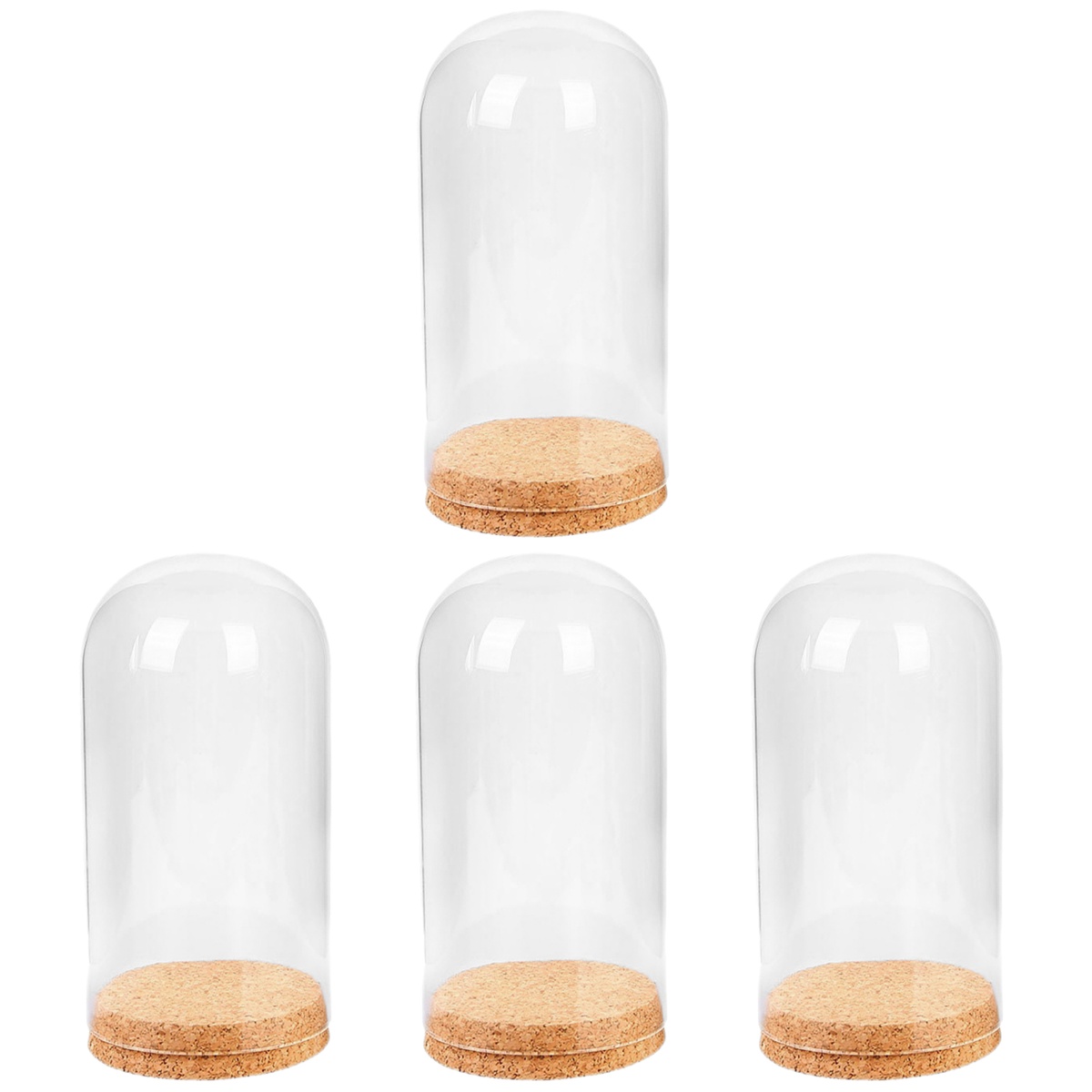 4 Count Trendy Decor Table Top Glass Cover Vase Round Dome with Base ...