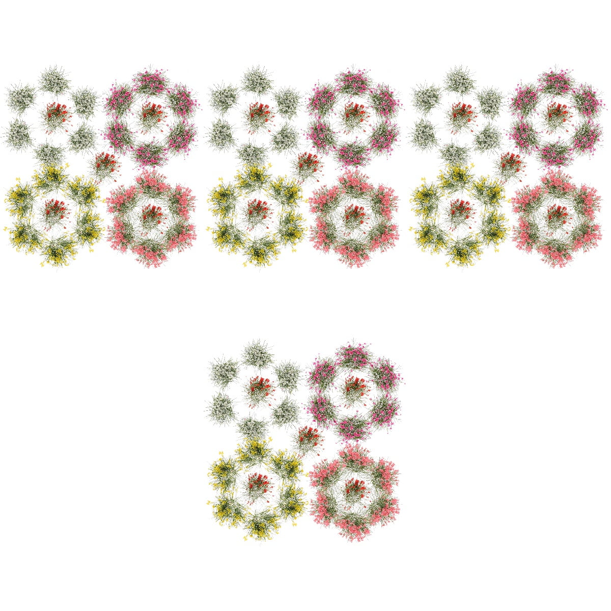 4 Count Tuft Construction Sand Table Model Artificial Flower Clusters ...
