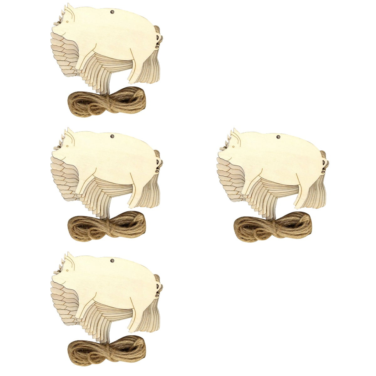 4 Count Wood Chip Wishing Tag Pig Party Decorations Cutout Blank ...