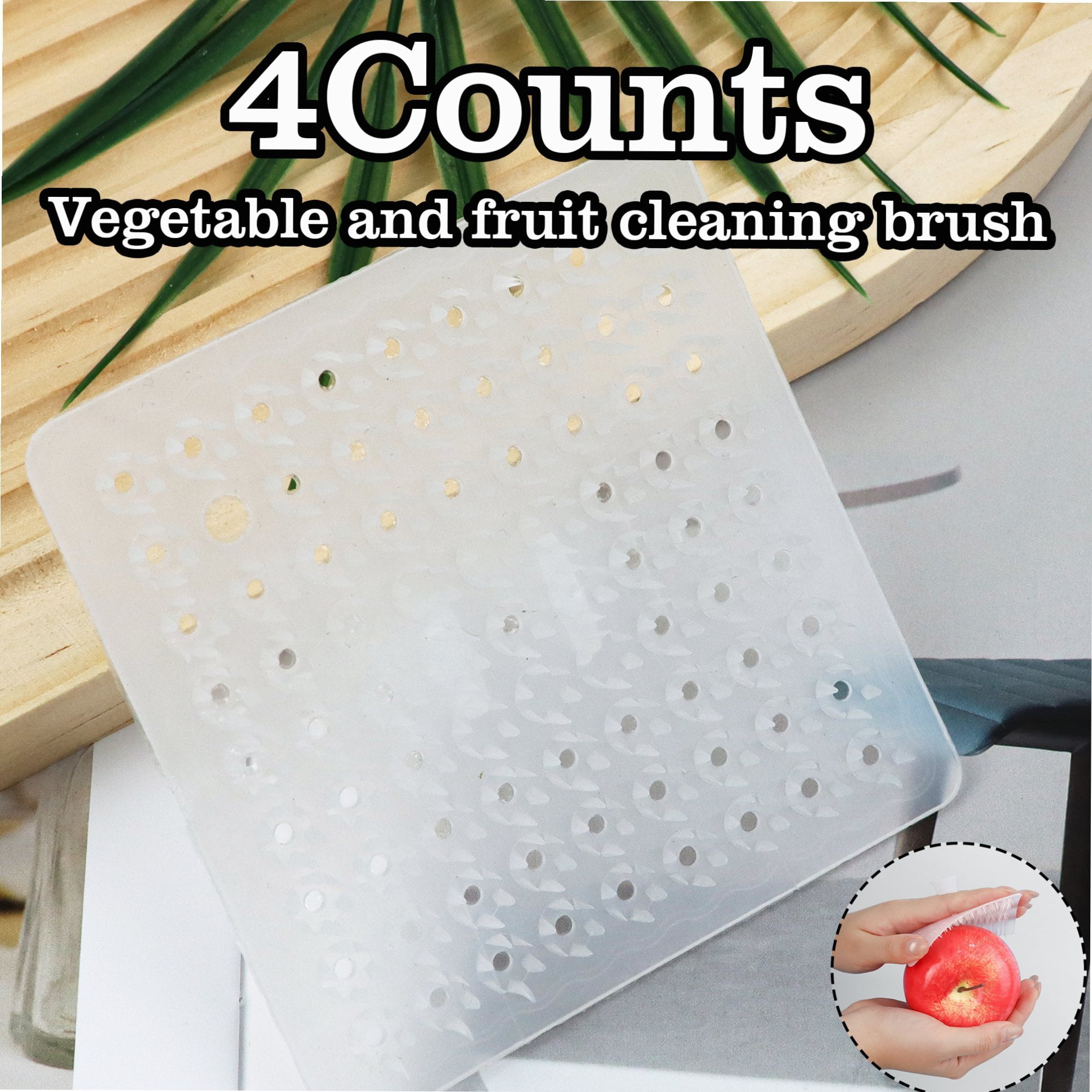 4 Counts Vegetable Brush, Multifunctional Vegetable Fruit Scrubber with ...