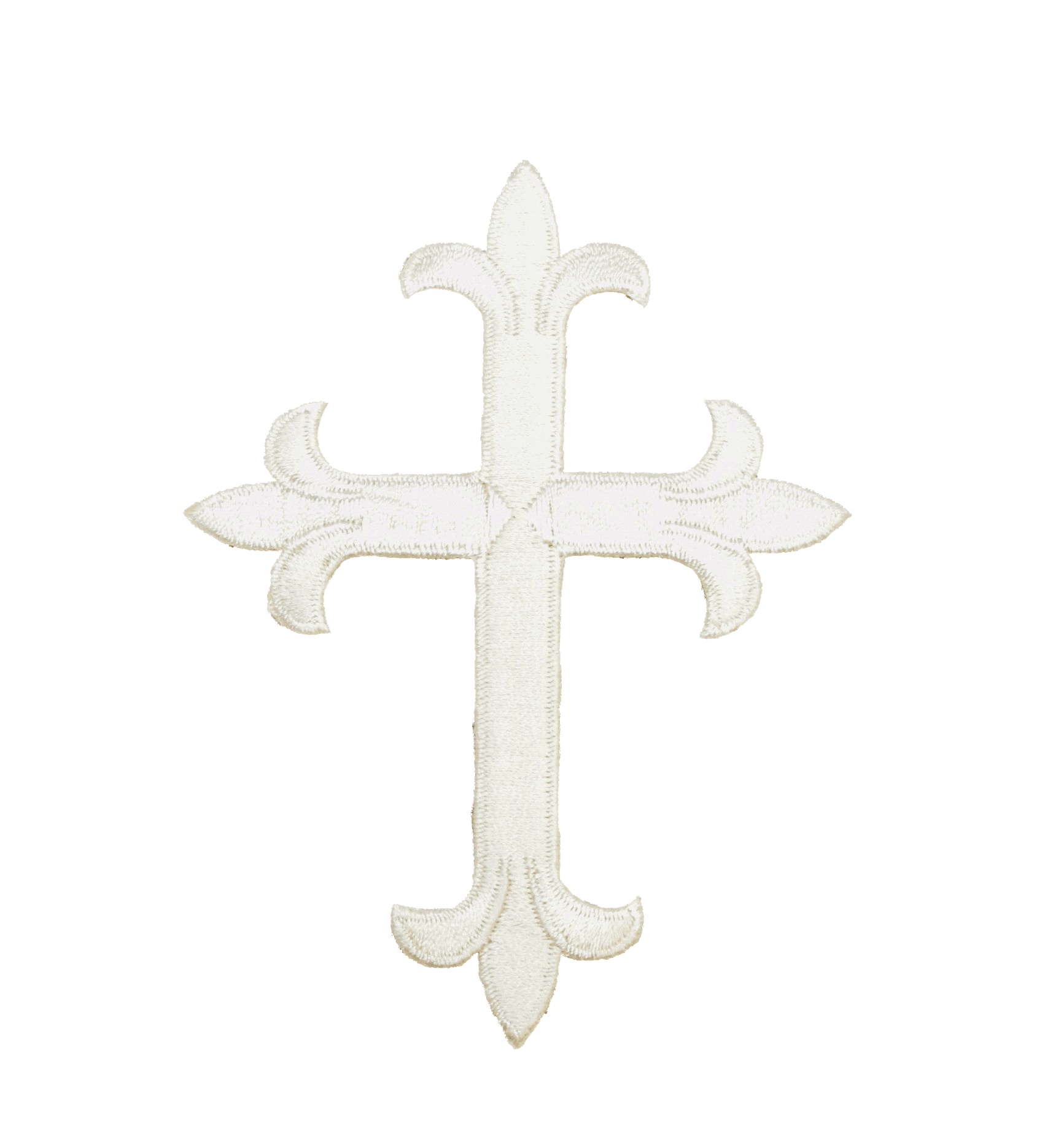4" Cream/Off White Cross - Fleur De Lis - Religious - Iron On Applique ...