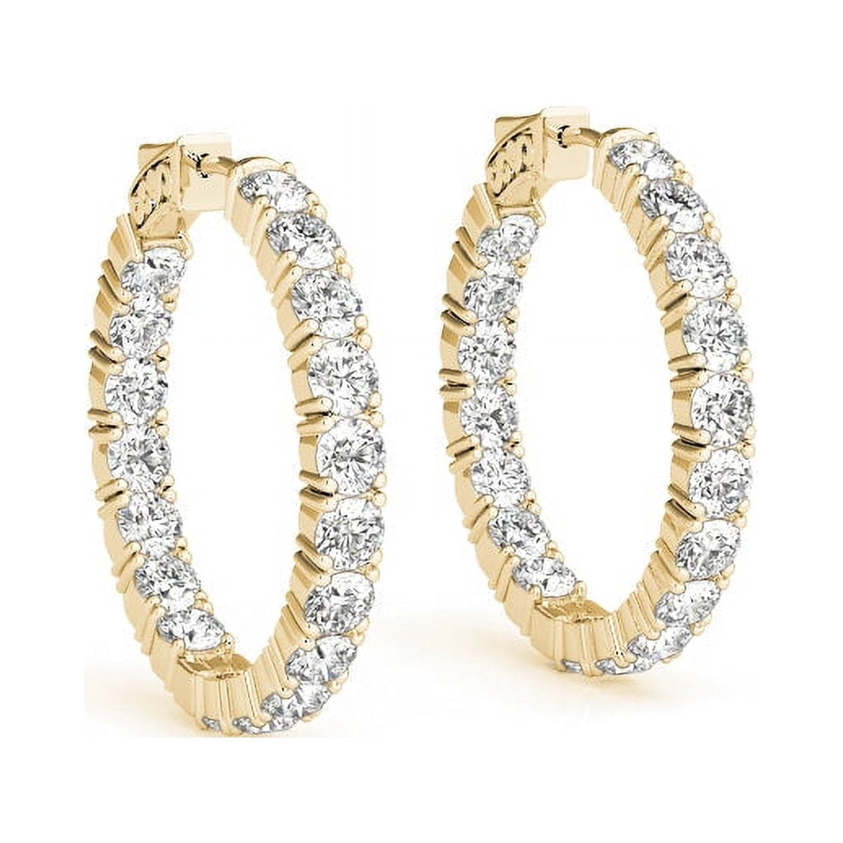 4 Ct - 9 Ct Diamond Inside Outside Hoops W/ Vault Lock 14k White Gold ...