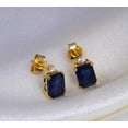 4Ct Emerald Cut Lab Created Blue Sapphire Women's Stud Earrings 14K ...