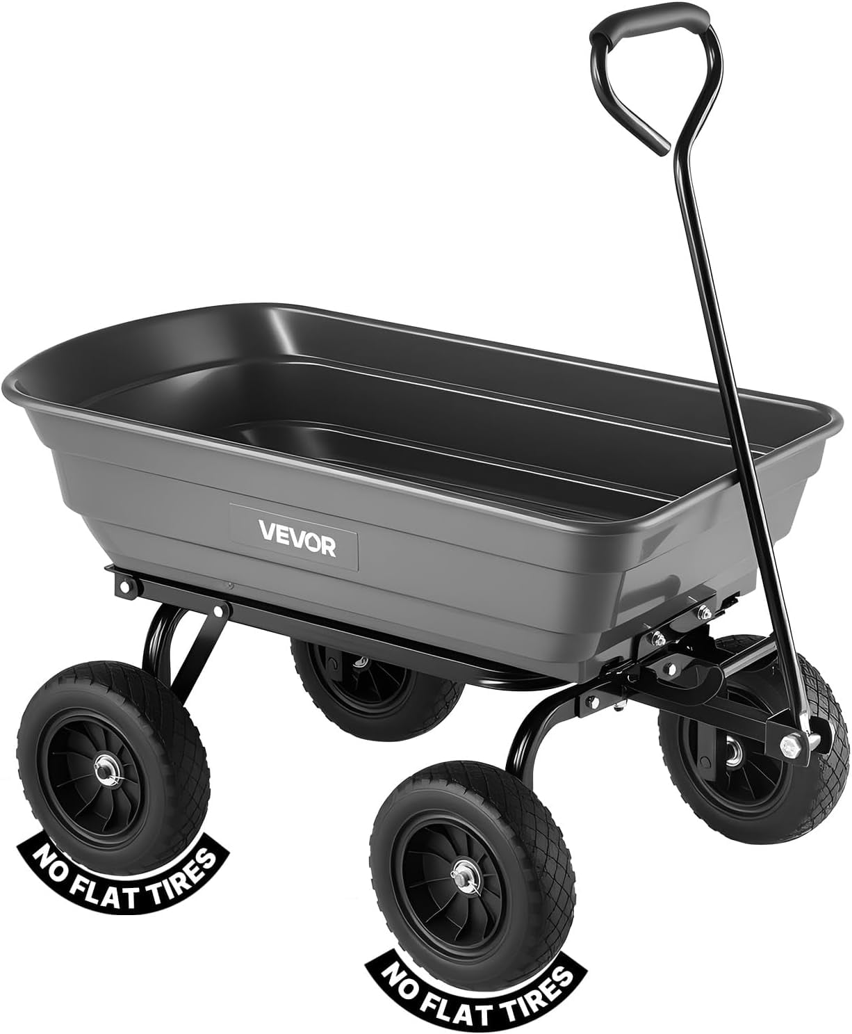 4 Cu.Ft 600LBS Poly Garden Cart Dump Wagon, Wheel Heavy Duty ...