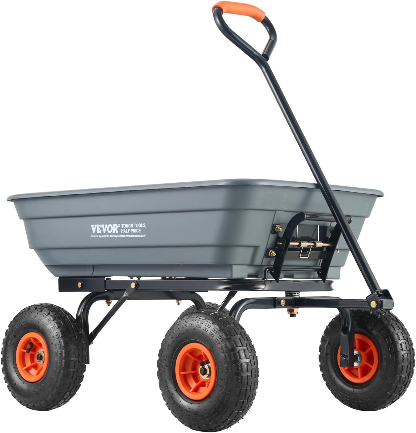 4 Cu.Ft. 600lbs Poly Garden Cart Dump Wagon, Heavy Duty Wheel ...