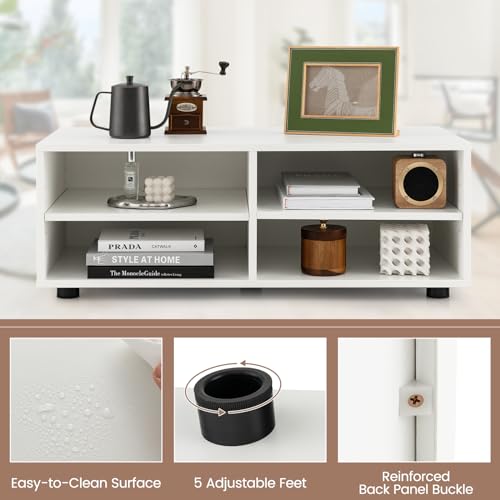 4-Cubby TV Stand for TVs up to 40", Modern Media Console Table w ...