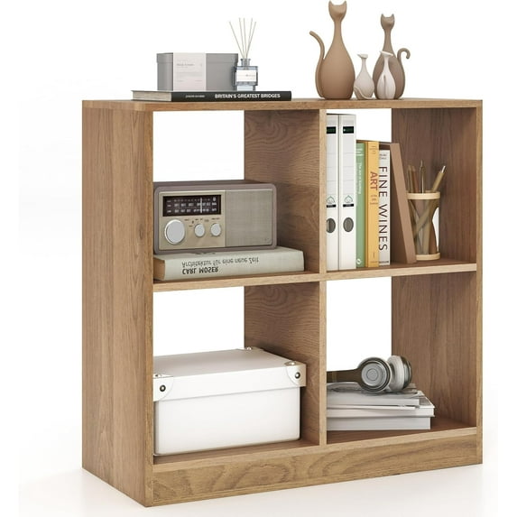 4-Cube Bookcase, Freestanding Open Bookshelf, 2 Anti-Tipping Kits, Home ...