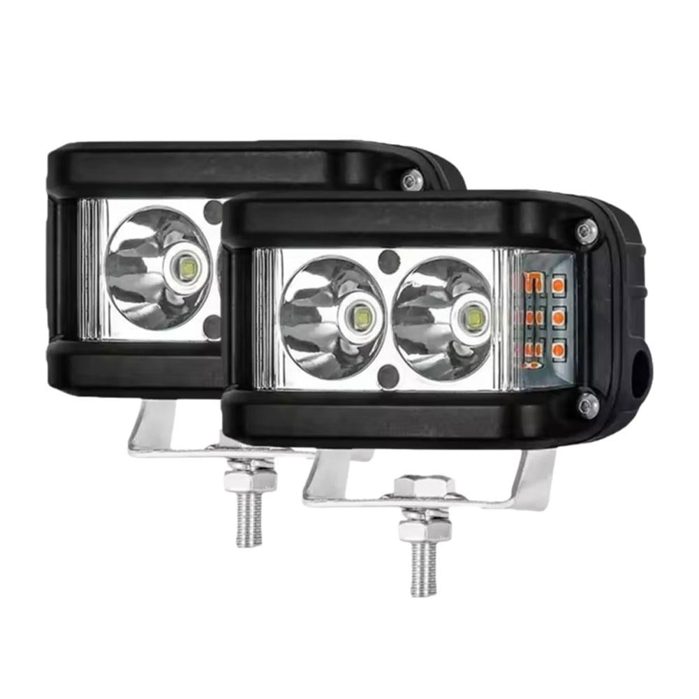 4" Cube Side Shooter LED Work Light Bar Pods White+Amber Strobe C Lamp ...