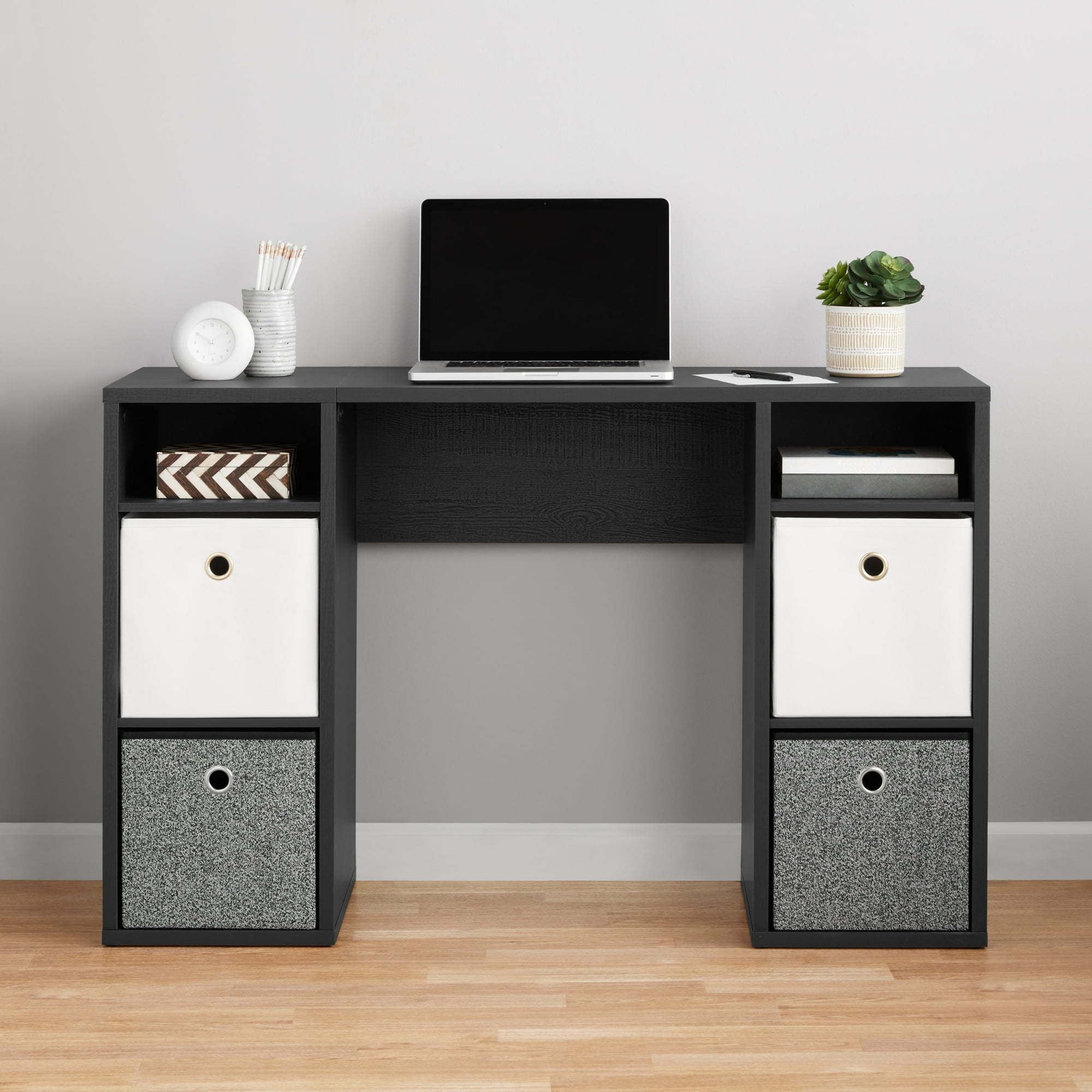 4-Cube Storage Computer Desk, Black - Walmart.com