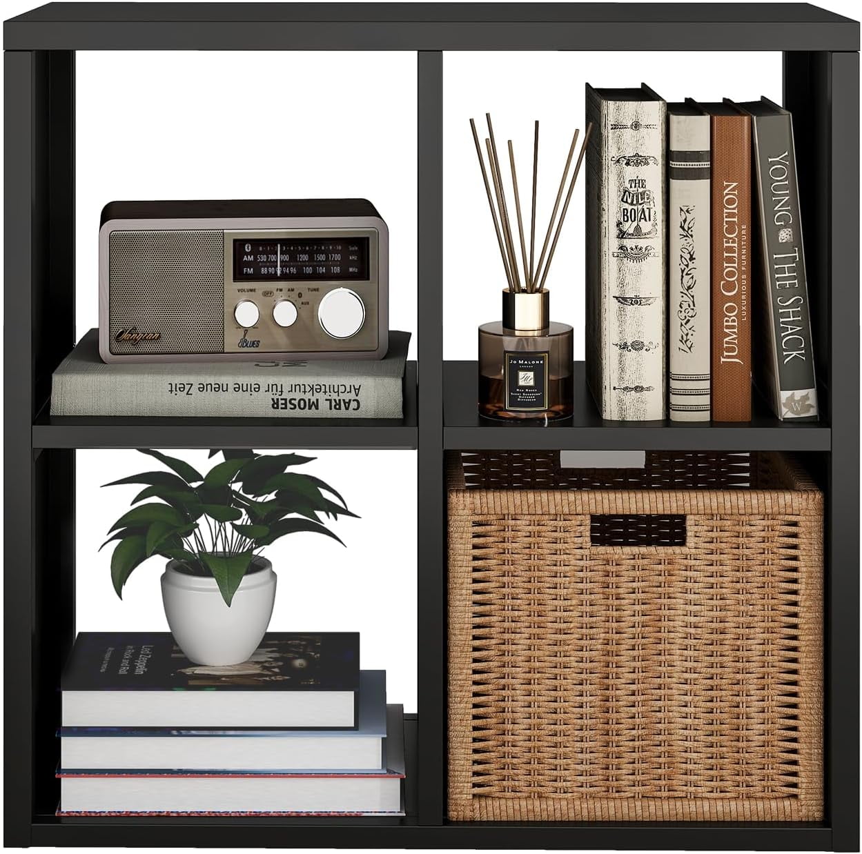 4 Cube Storage Organizer, Cubicle Open Back Decorative Book Shelf, 2 ...