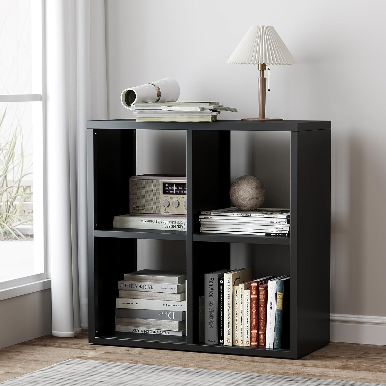 4 Cube Storage Organizer, Cubicle Open Decorative Book Shelf, 2-Tier ...