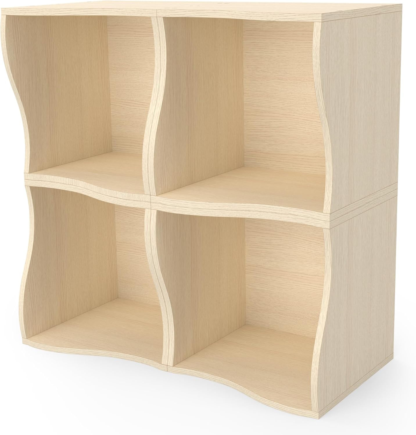 4 Cube Storage Organizer Shelf, Stackable Wooden Bookshelf, Modular ...