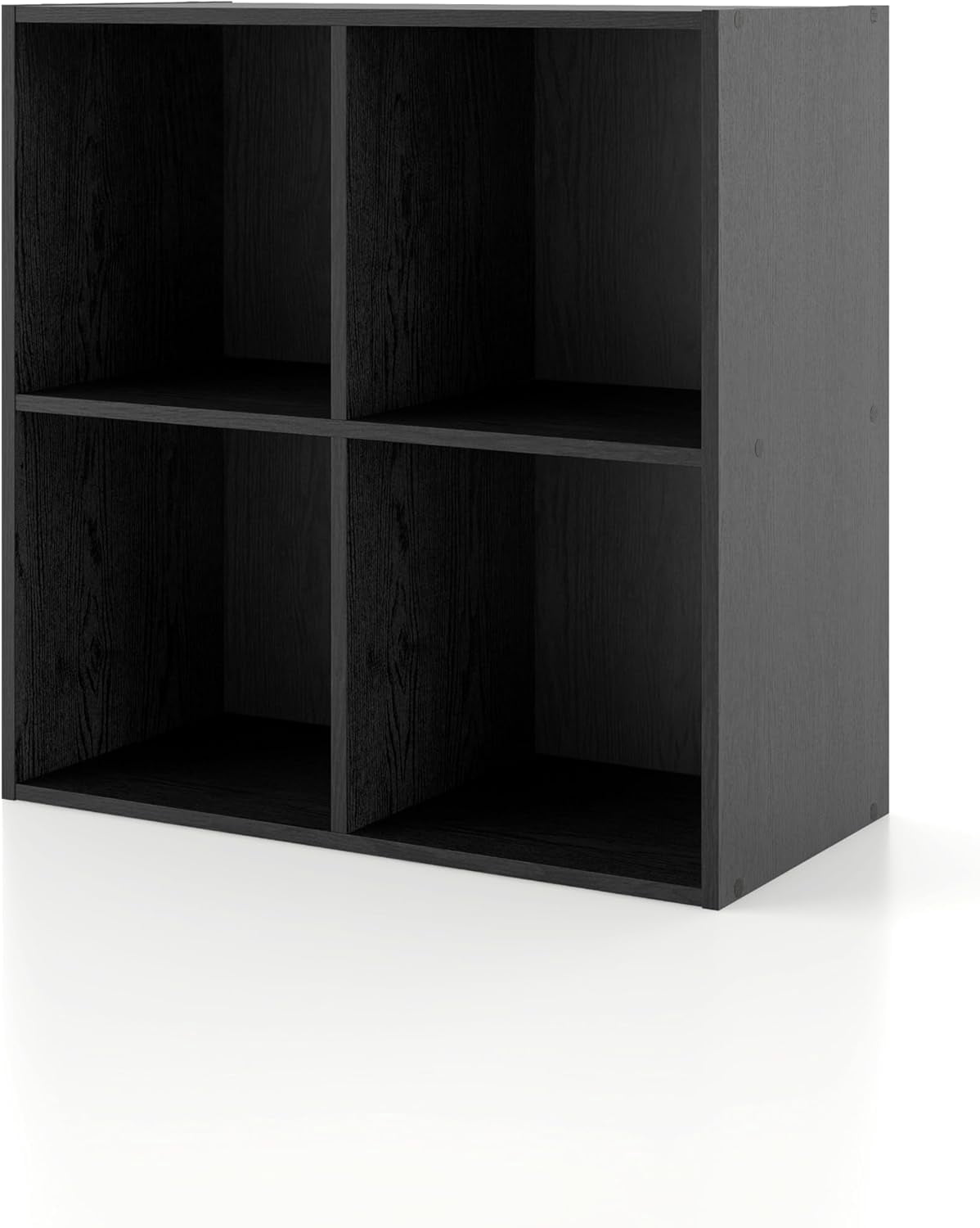 4 Cube Storage Organizer Shelves, Stackable Wood Bookcase Fits Cubby ...