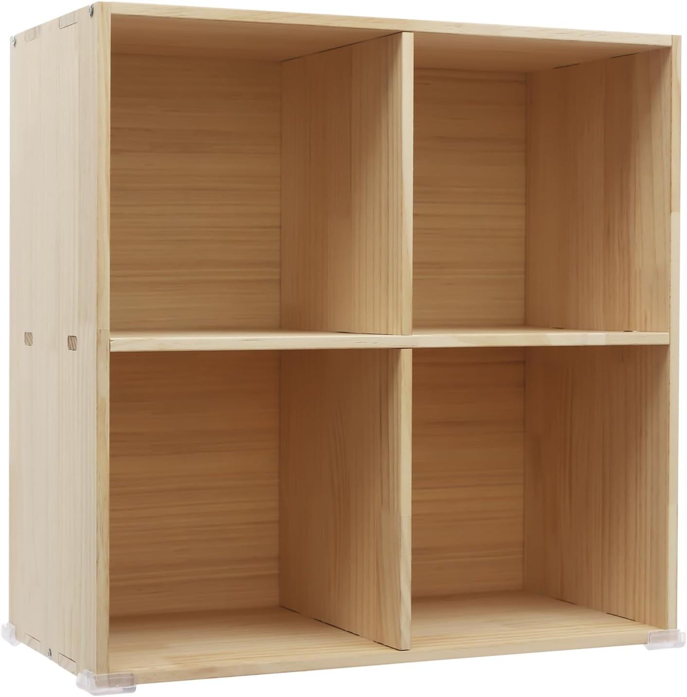 4 Cube Storage Organizer - Solid Wood Bookshelf - Cube Shelf - Vertical ...