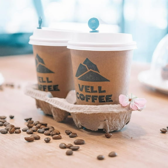 4 Cup Drink Carriers Disposable Coffee Take Out Trays 100 Pcs Pack Pulp ...