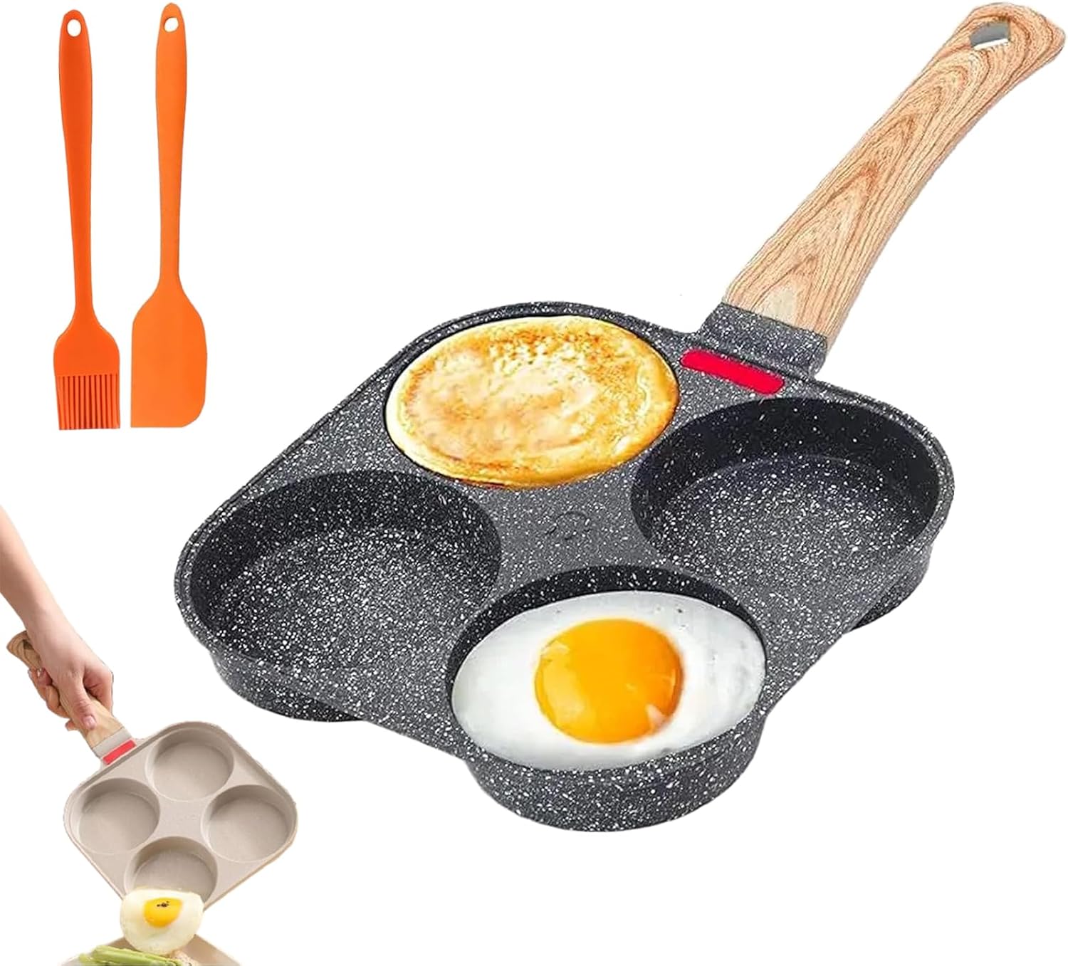 4 Cup Egg Pan Nonstick, Granite Coated Breakfast Skillet for Eggs ...