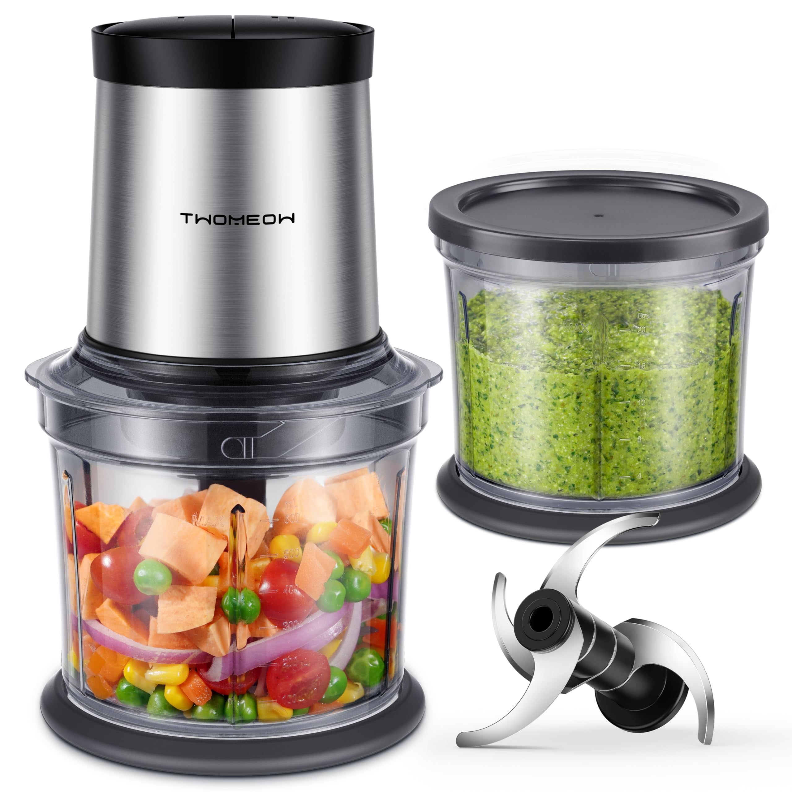 4 Cup Food Processor and Electric Chopper, Compact Meat Grinder with ...