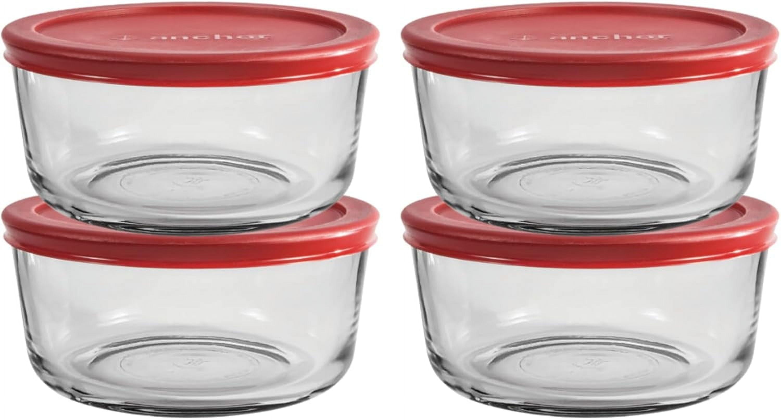 4 Cup Glass Stora Containers with Lids - Set of 4 Glass Food Stora ...