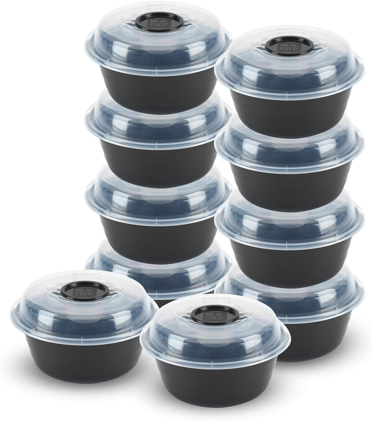 4-Cup Meal Prep Bowls Set with Lids and Dressing Cup, Microwavable Food ...