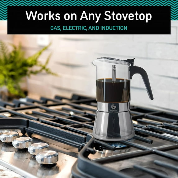 4 Cup Moka Pot, 6.7oz Stovetop Espresso Maker for Italian Coffee ...